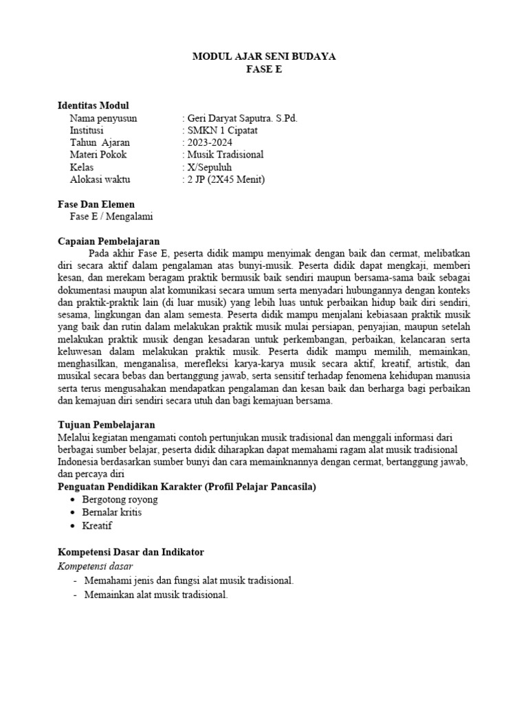 Modul Ajar SBK | PDF