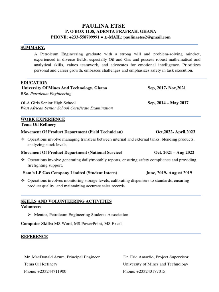 Paulina Etse - Resume | PDF