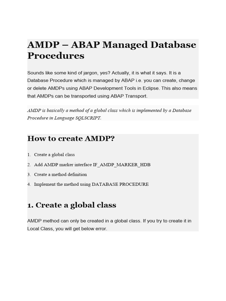 ABAP Managed Database Procedure | Download Free PDF | Class (Computer ... ABAP Managed Database Procedure | Download Free PDF | Class (Computer ...
