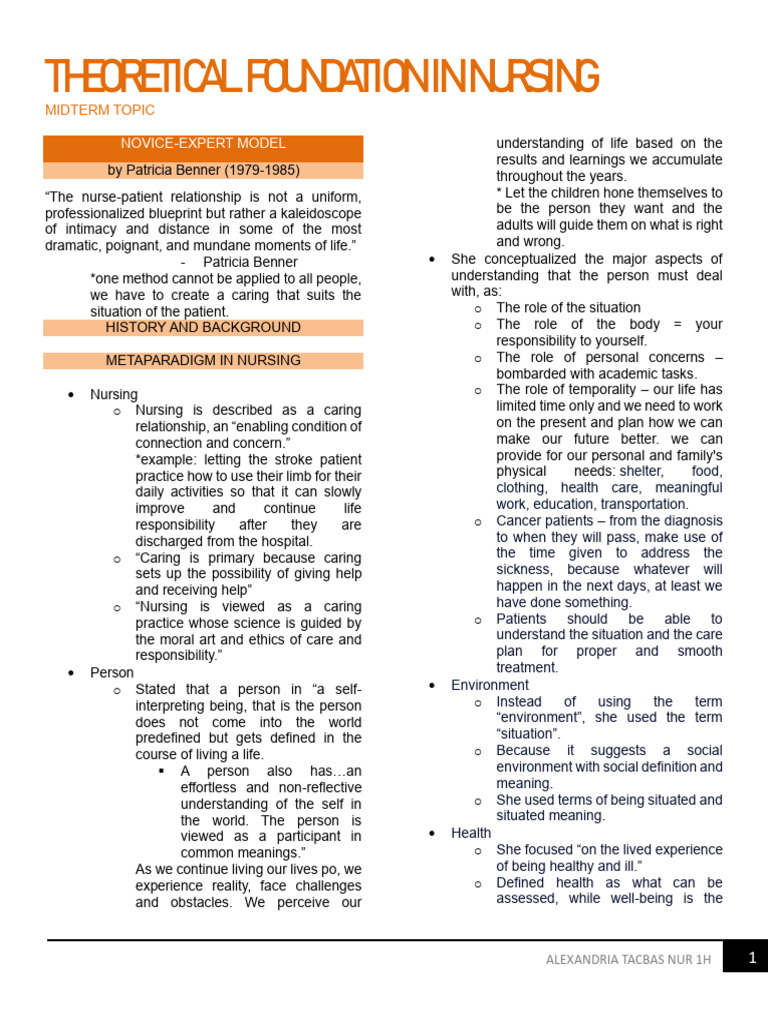 Benners Theory | PDF | Nursing | Experience
