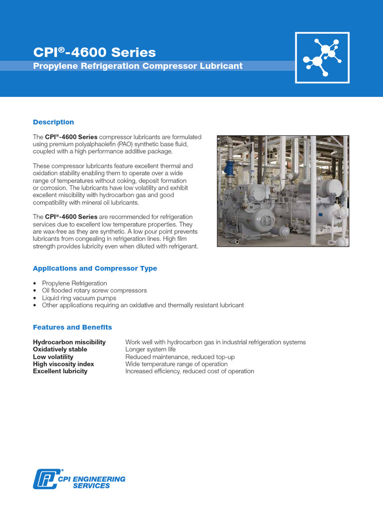 CPI - 4600 - Series - Refrigeration Compressor Oil | PDF | Lubricant ...