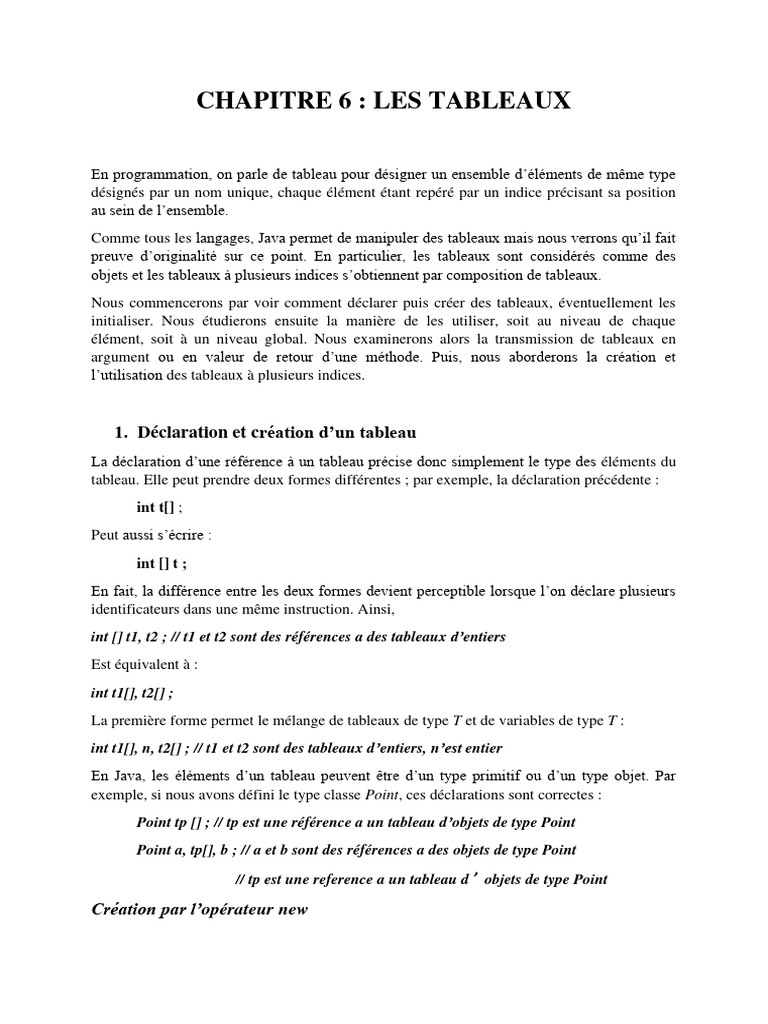 Chapitre 6 | PDF | Java (Langage de programmation) | Variable (informatique)