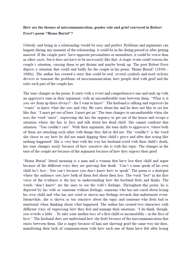 Home Burial Analysis | PDF | Grief