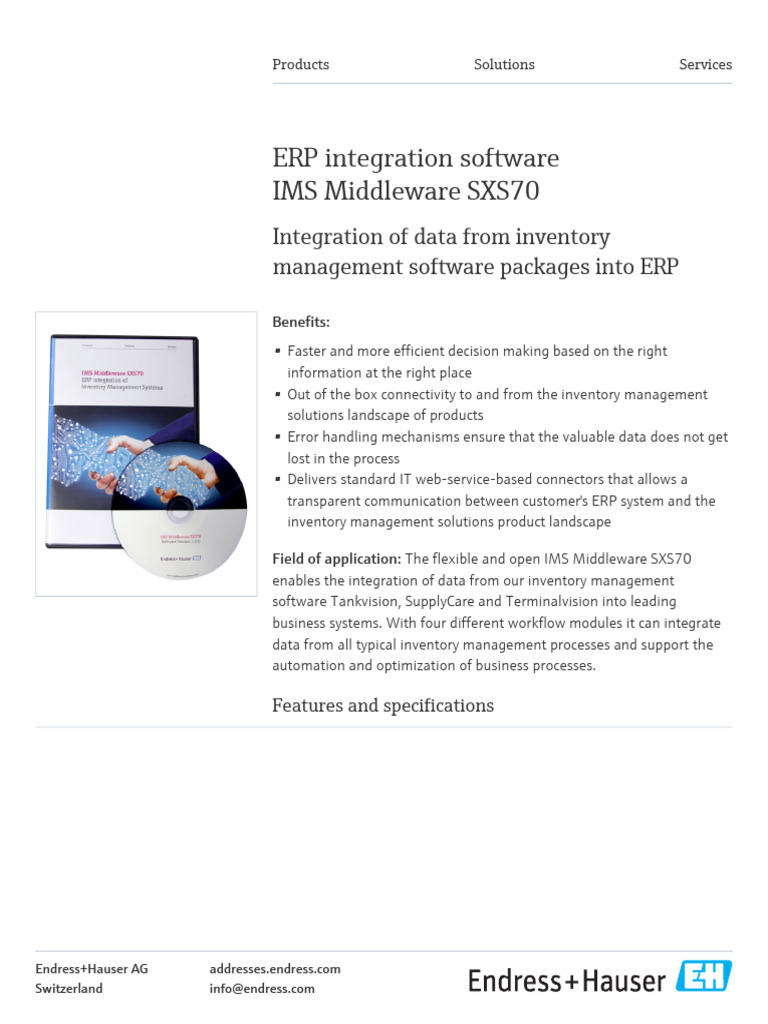 IMS Middleware SXS70 for ERP Integration | PDF