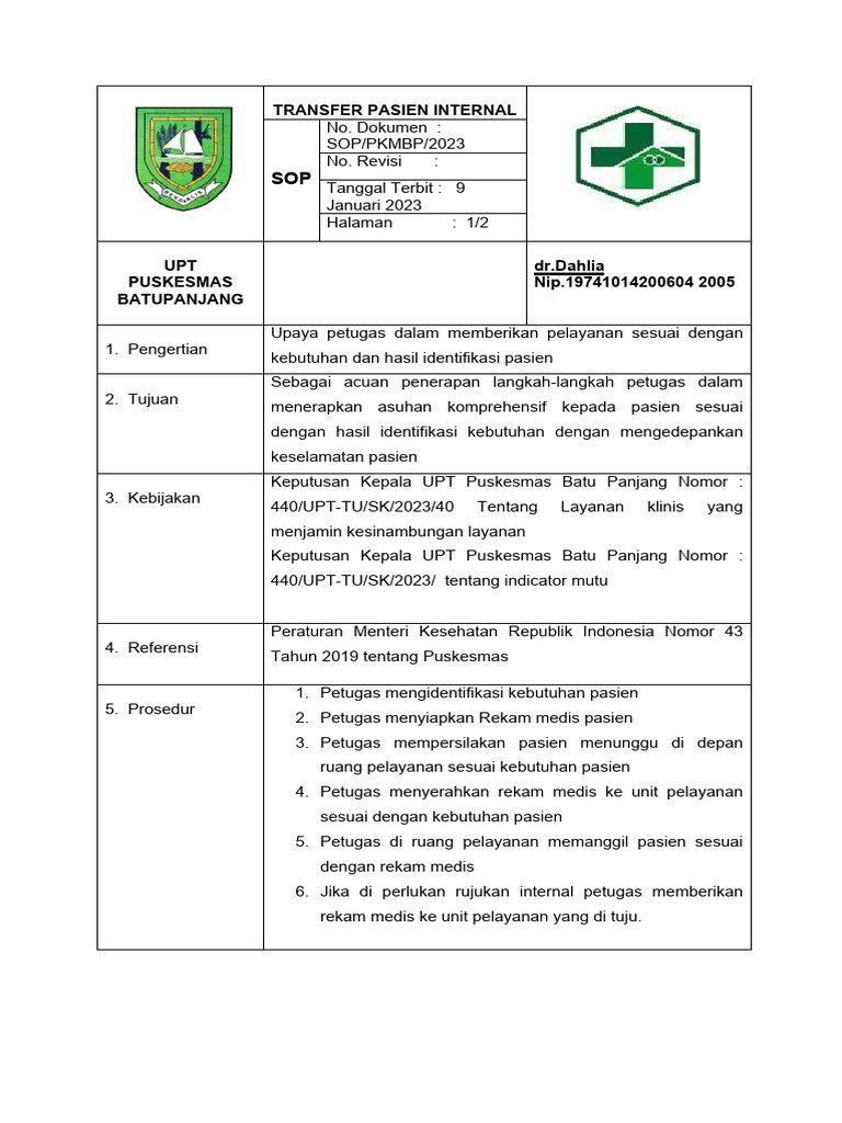 Sop Transfer Pasien | PDF