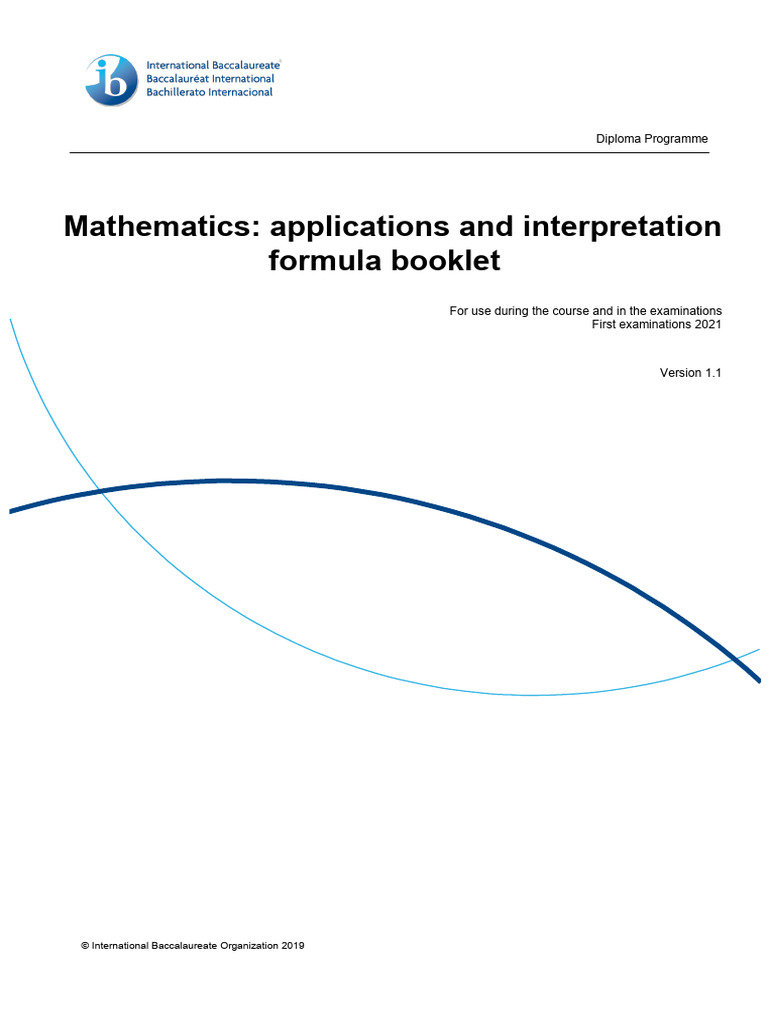 IB Math Formula Booklet | PDF | Area | Mathematical Objects