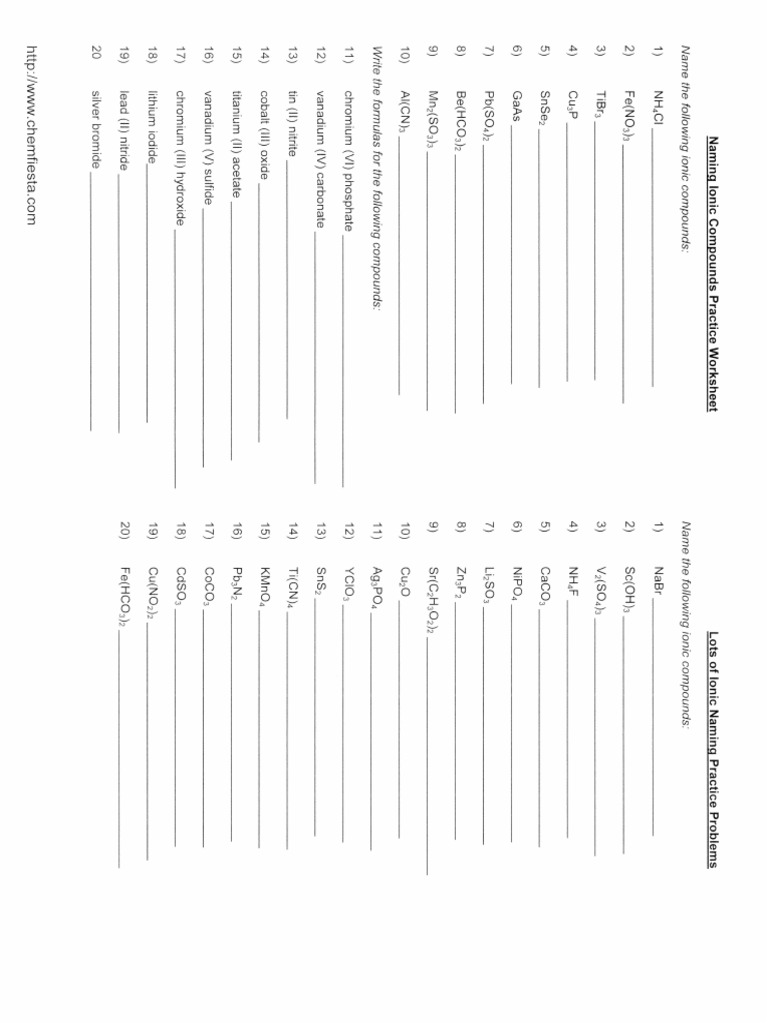 Naming Worksheet With Answers | PDF