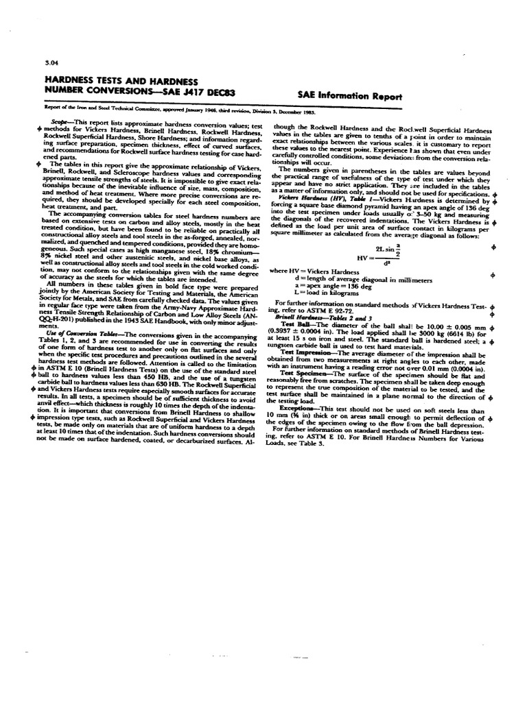 SAE J417 (Hardness Test) | PDF