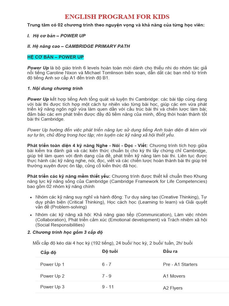English Program For Kids | PDF