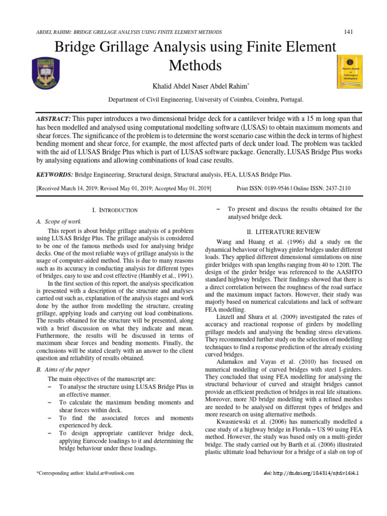 Bridge Grillage Analysis Using Finite Element Methods | PDF | Bridge | Bending