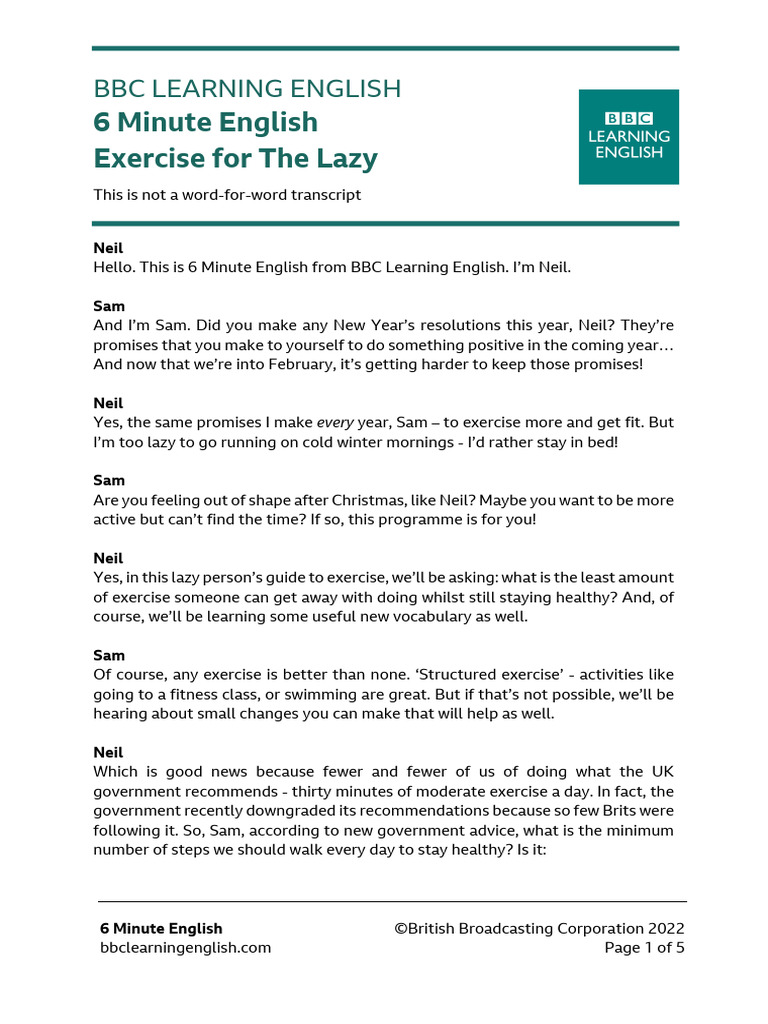 Lazy Person's Guide to Exercise | PDF | Physical Fitness
