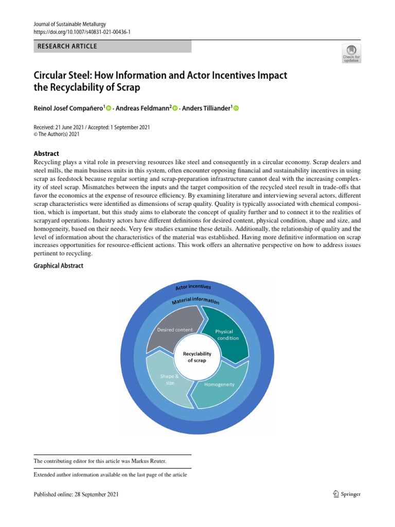 Circular Steel How Information and Actor Incentive | PDF | Scrap ...