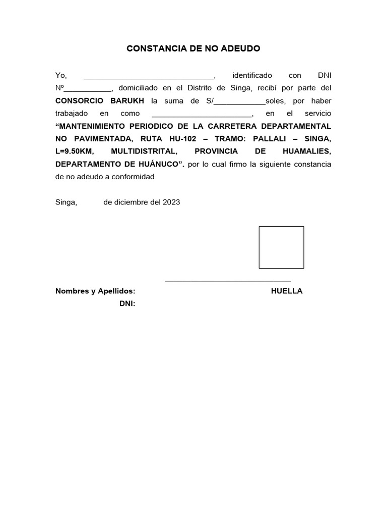 Constancia de No Adeudo | PDF | Derecho