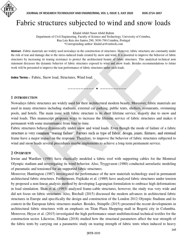 Fabric Structures Subjected To Wind and Snow Loads | PDF | Fibre Reinforced Plastic | Materials