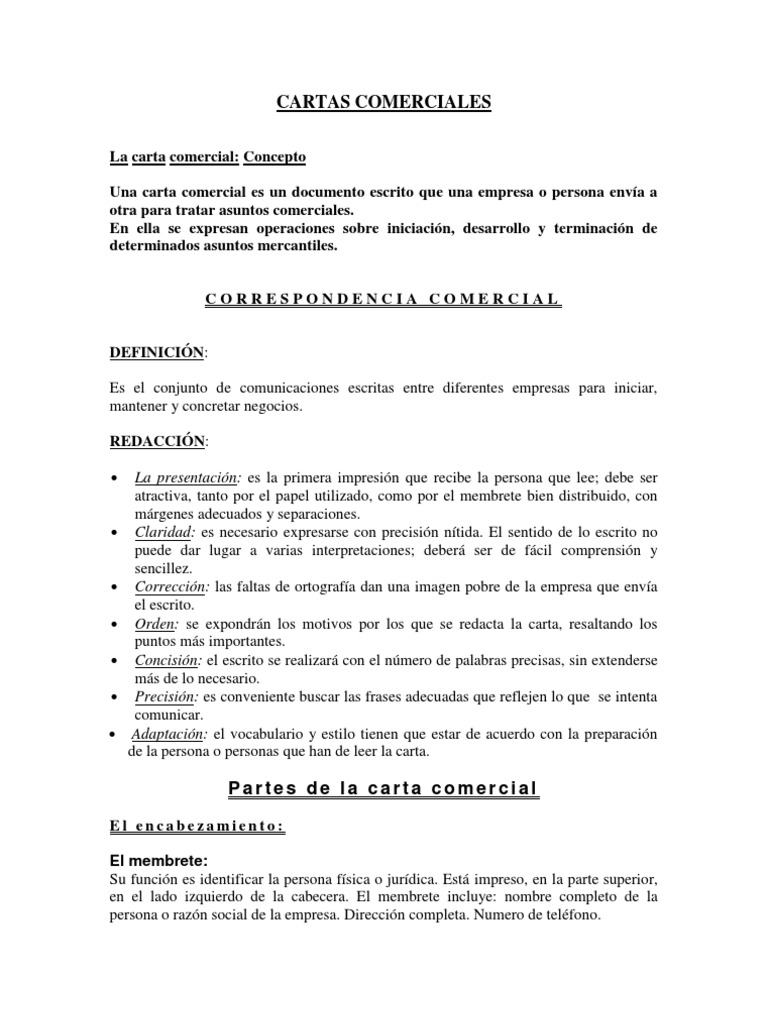 Definición y Estructura de Carta Comercial | PDF | Science | Ciencia ...