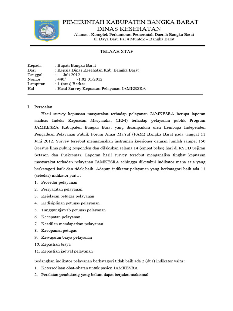 Contoh Telaah Staf | PDF