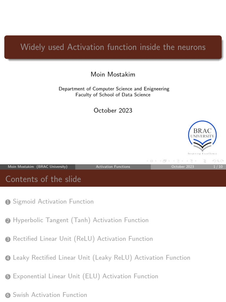 Activation Functions | PDF | Systems Theory | Algorithms
