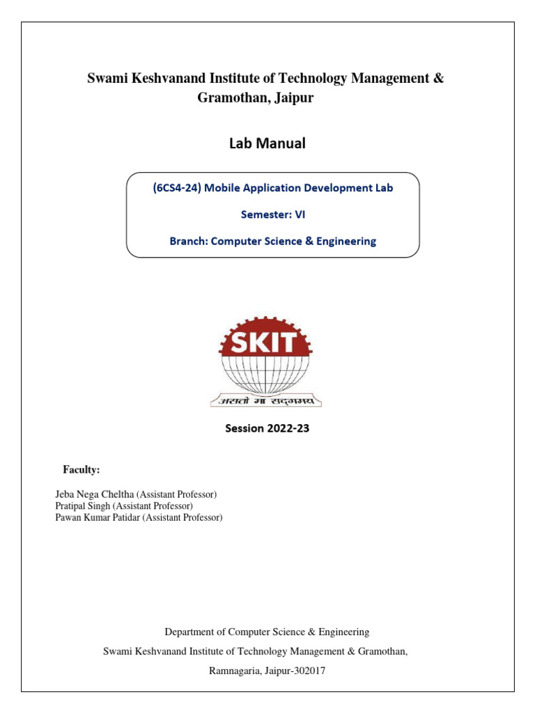 6sem Mad Lab Manual | PDF | Android (Operating System) | Installation (Computer Programs)