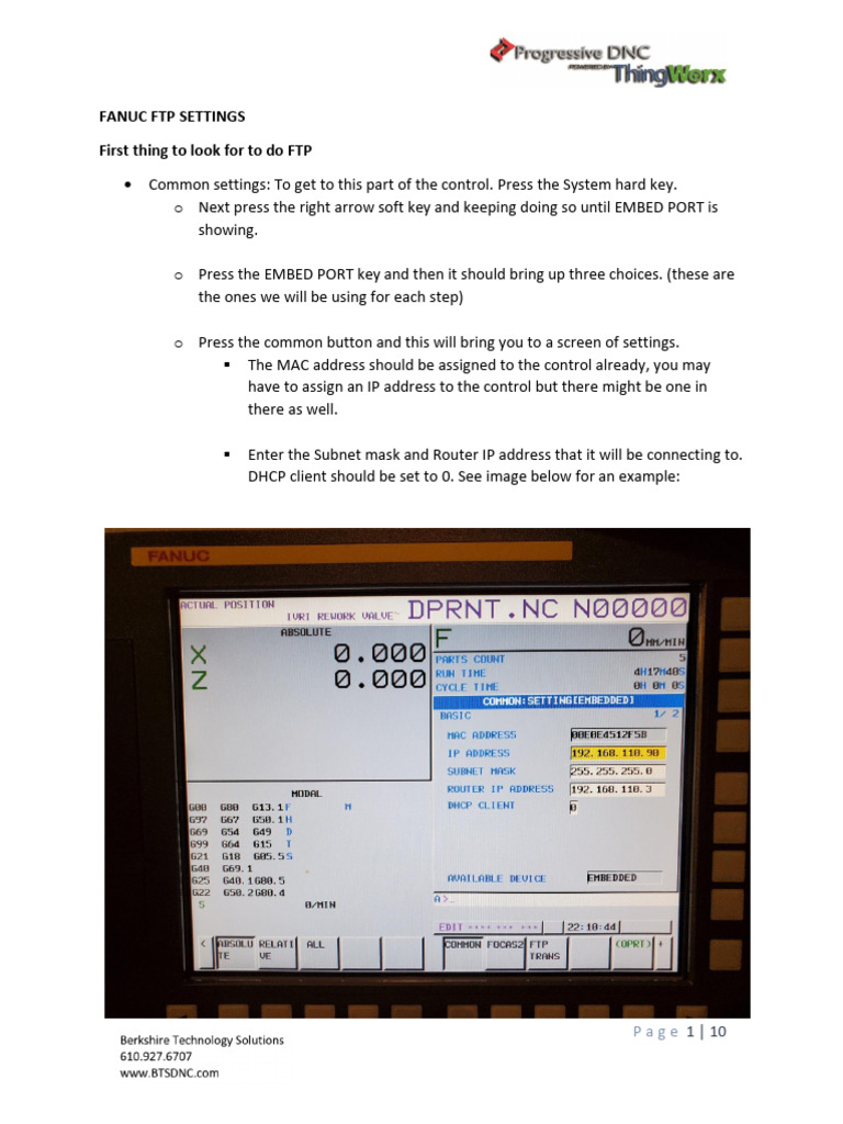 FANUC FTP Settings Guide | PDF | Computer File | File Transfer Protocol