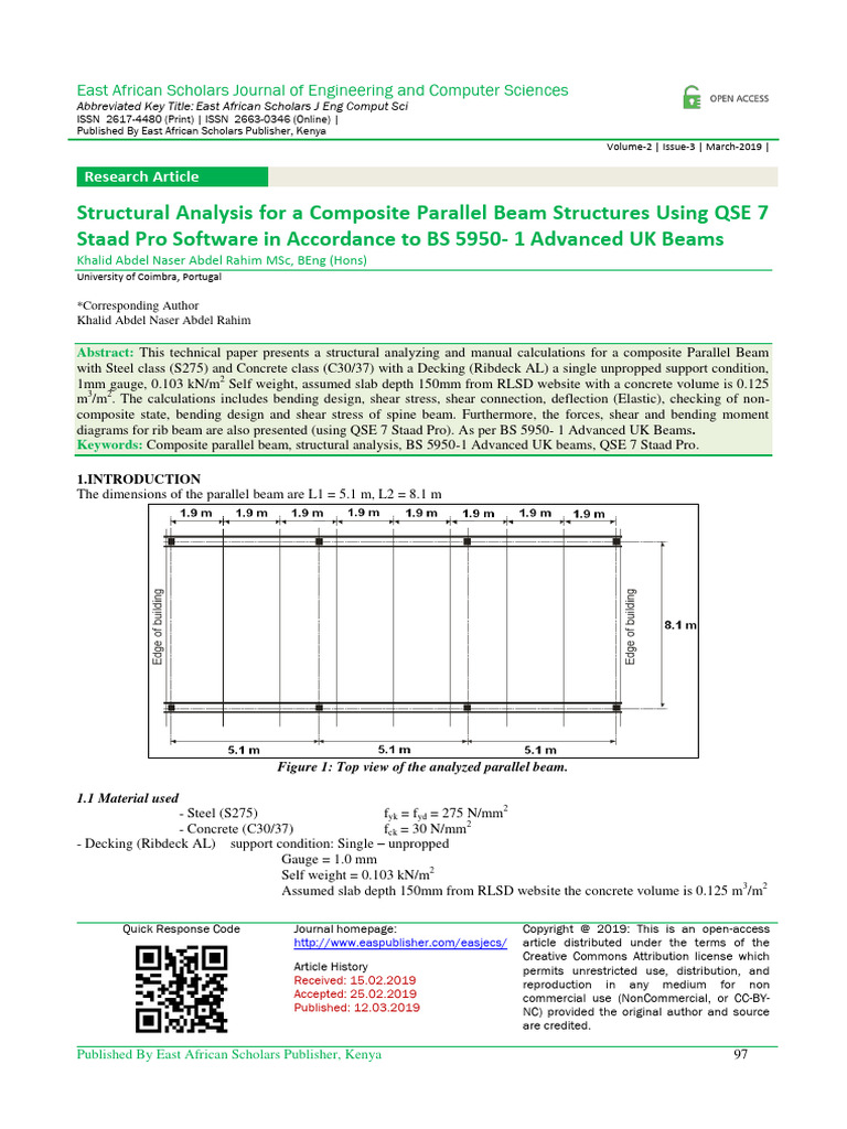 Structural Analysis For A Composite Parallel Beam Structures Using QSE 7 Staad Pro Software in ...