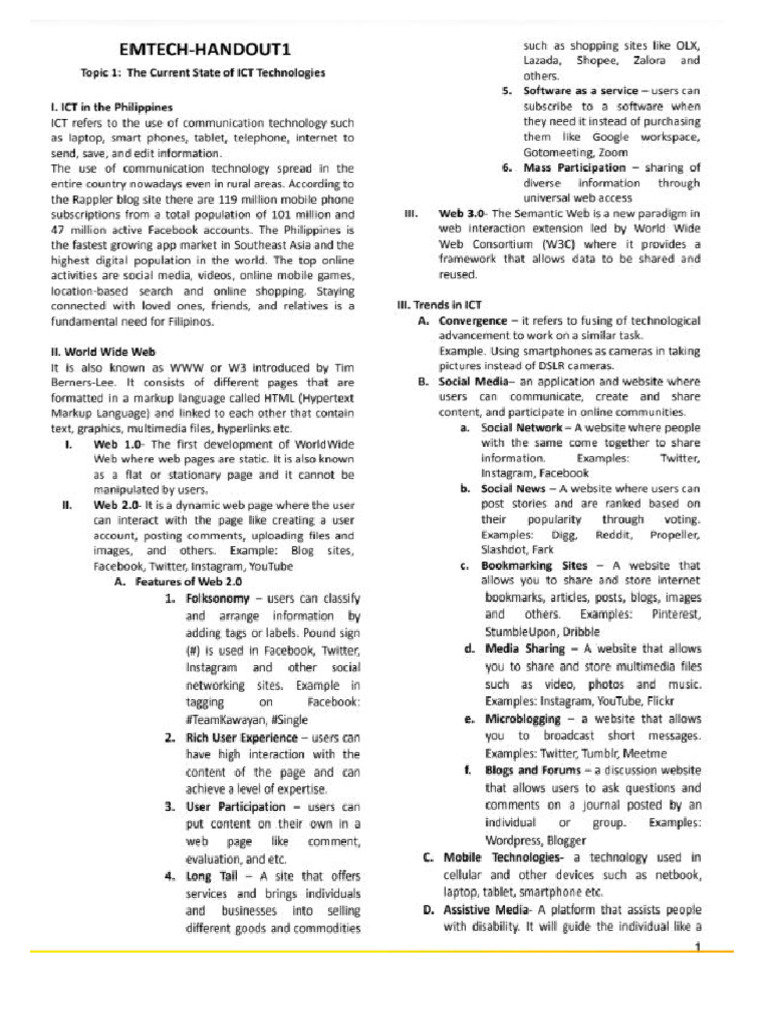 Emtech Handout 1 | PDF