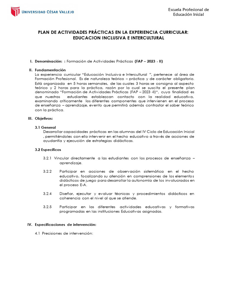Plan de Actividades Practicas Educacion Inclusiva - Lunes | PDF | Evaluación | Enseñando