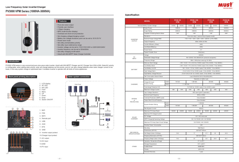 12 PV3000 VPM | PDF | Power Inverter | Mains Electricity