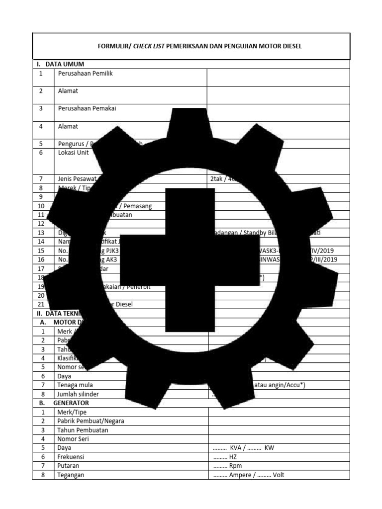 Checklist Motor Diesel | PDF