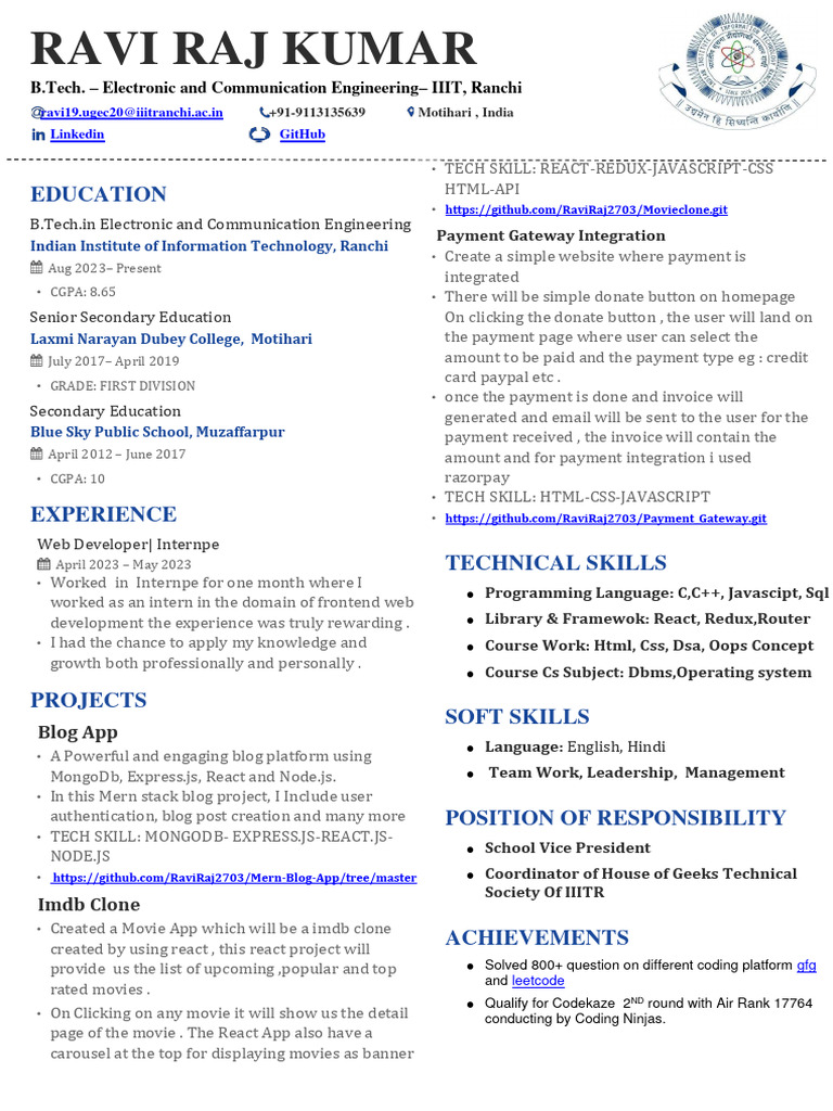 Ravi Raj | PDF | Computing | Information Technology