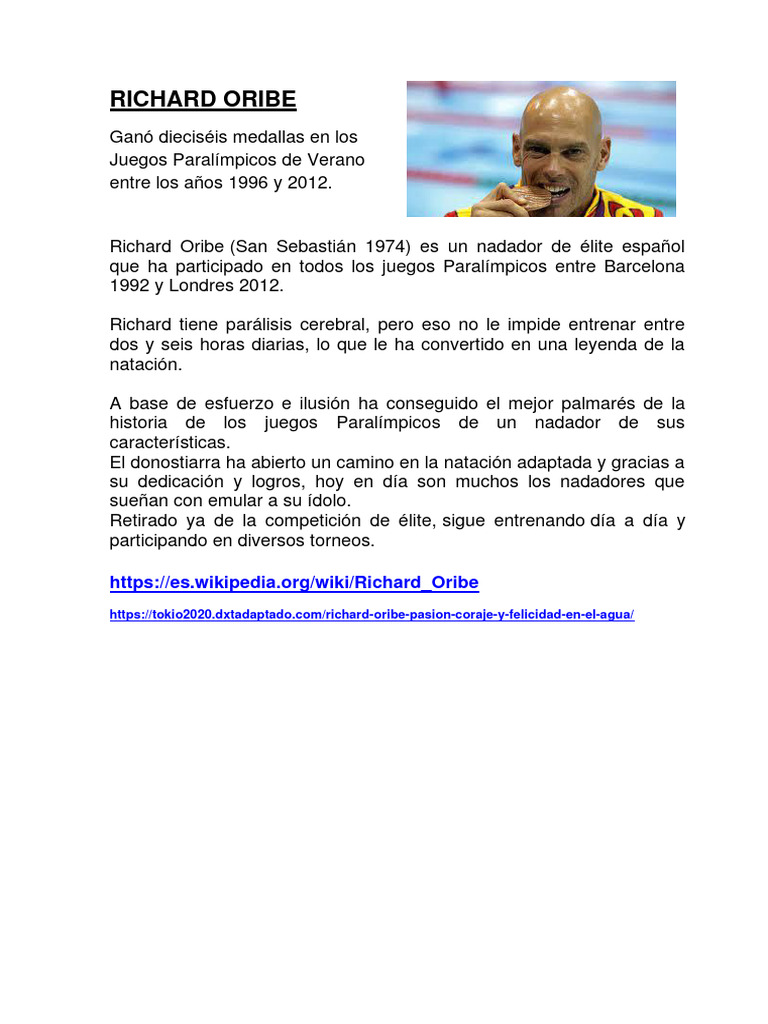Richard Oribe: Leyenda de la Natación Paralímpica | PDF