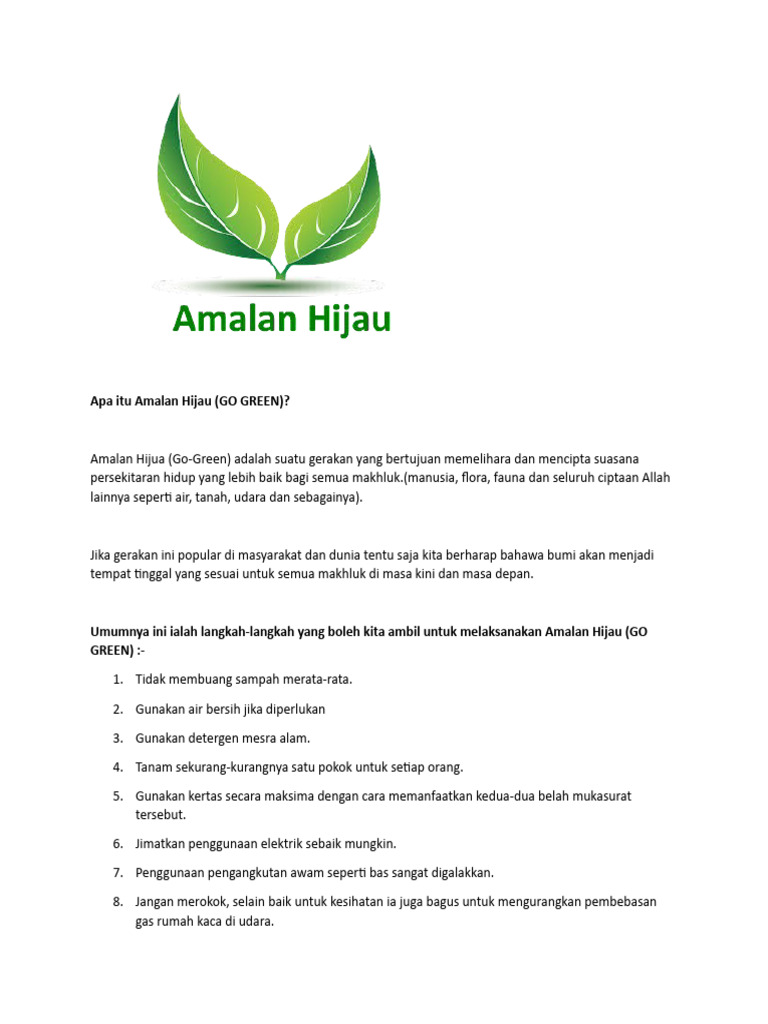 Apa Itu Amalan Hijau | PDF