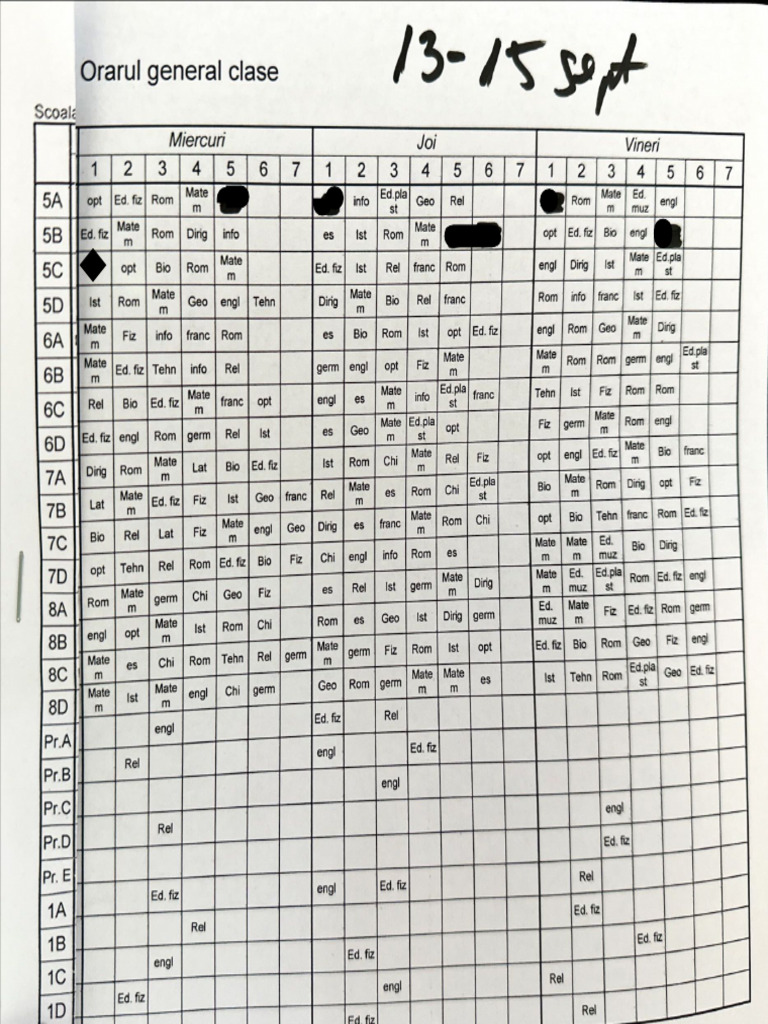 Orar General Clase | PDF