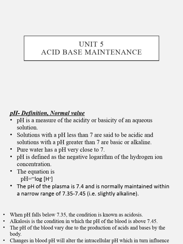 Unit 5 ACID BASE MAINTENANCE | PDF | Buffer Solution | Ph