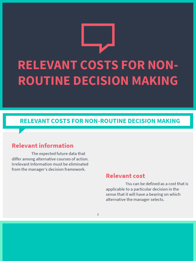 Relevant Costs in Non-Routine Decisions | PDF | Cost | Long Run And ...