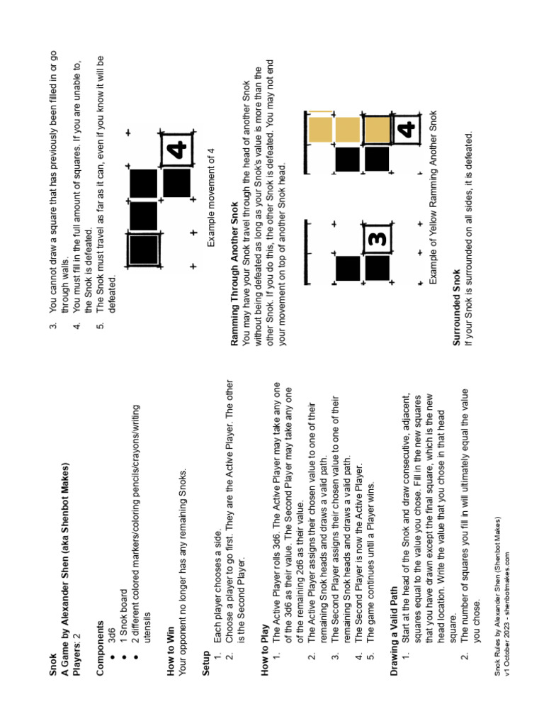 Snok Rules v1 and Game Boards | PDF