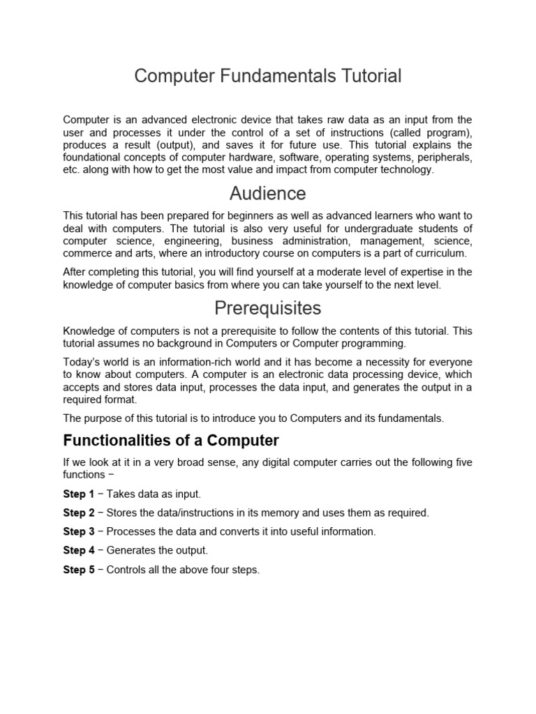 Computer Fundamentals Tutorial Pdf Workstation Computer Data Storage
