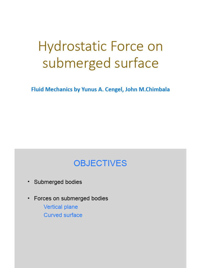 3e Hydrostatic Force On Submerged Surface (Cengel) | PDF