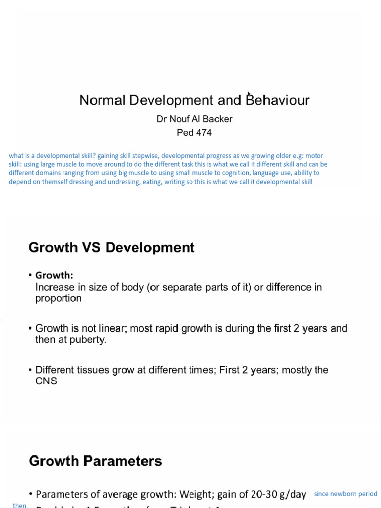 Normal Development And Behaviour Notes Pdf Child Development