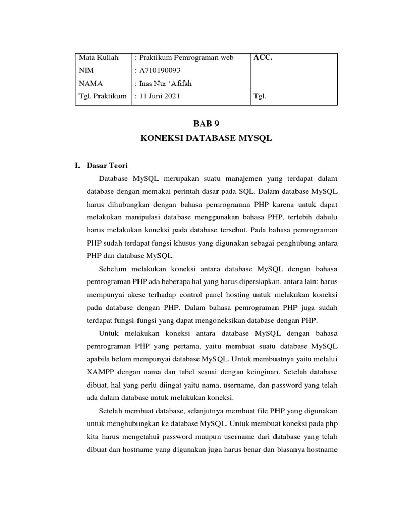 Koneksi MySQL dan PHP: Panduan Praktis | PDF