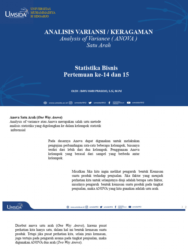 ANOVA Satu Arah untuk Bisnis | PDF