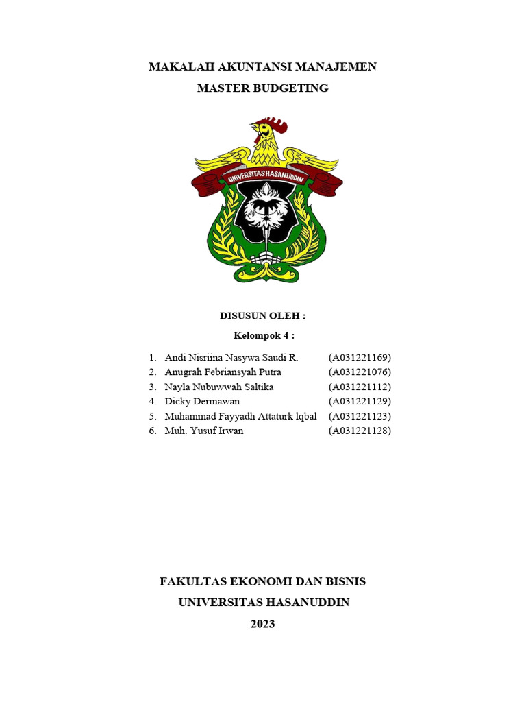 Contoh Master Budget dalam Akuntansi | PDF