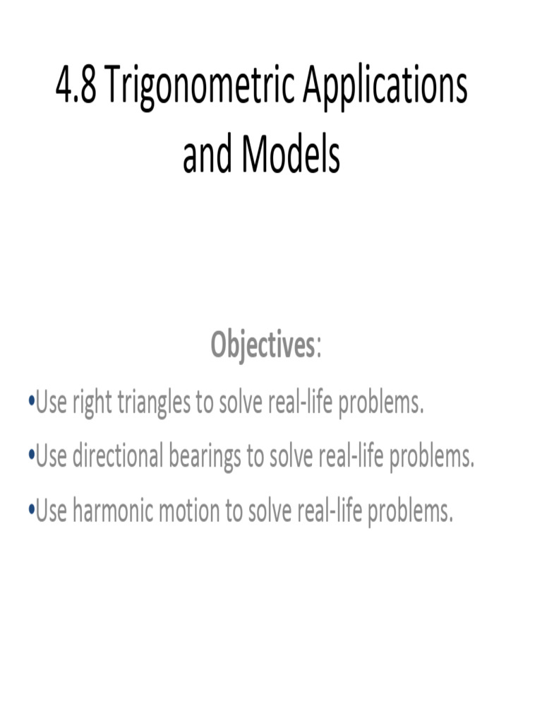 Lesson 4-8 Applications Models Day 1 | PDF | Trigonometry | Metrology