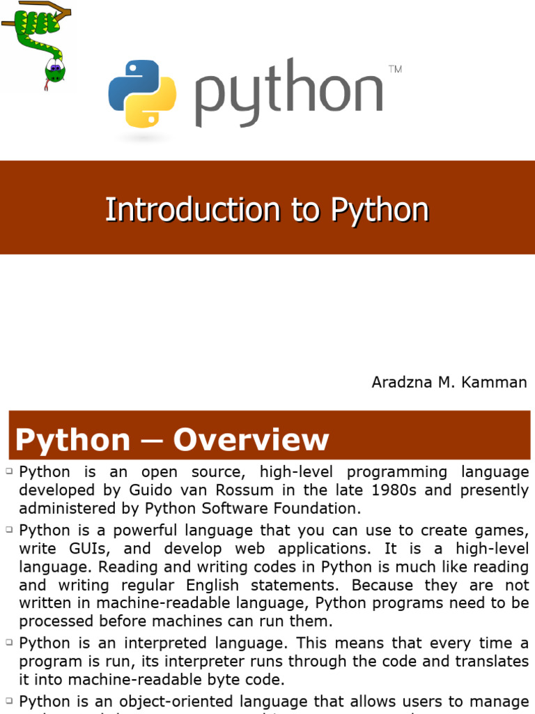 Kamman Python | PDF | Python (Programming Language) | Programming