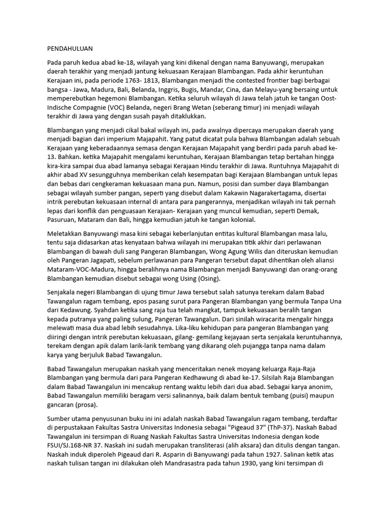 Sejarah Blambangan dan Babad Tawangalun | PDF