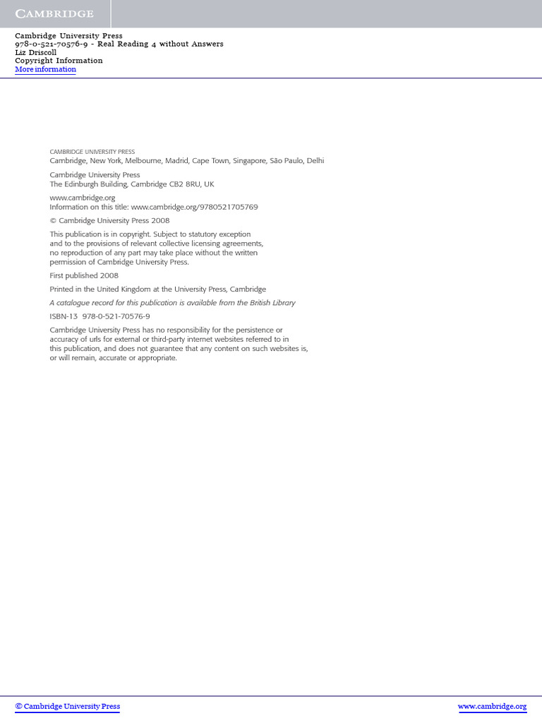 Cambridge English Skills Real Reading Level4 Upper Intermediate Book ...