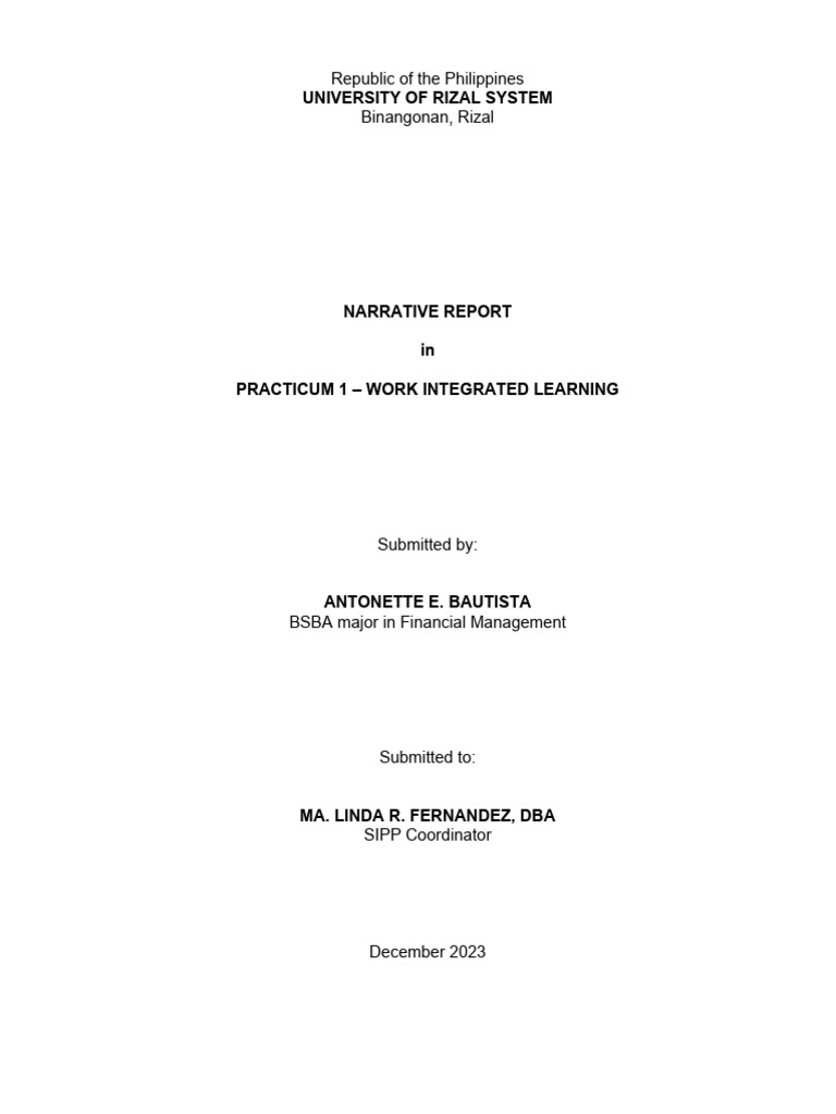 Narrative Report Format f2f | PDF | Cognition | Cognitive Science