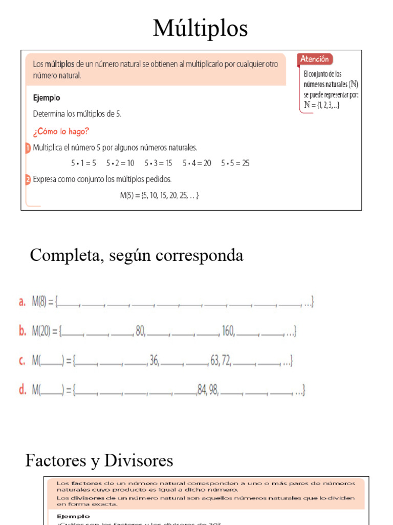 Múltiplos, Factores y Divisores | PDF
