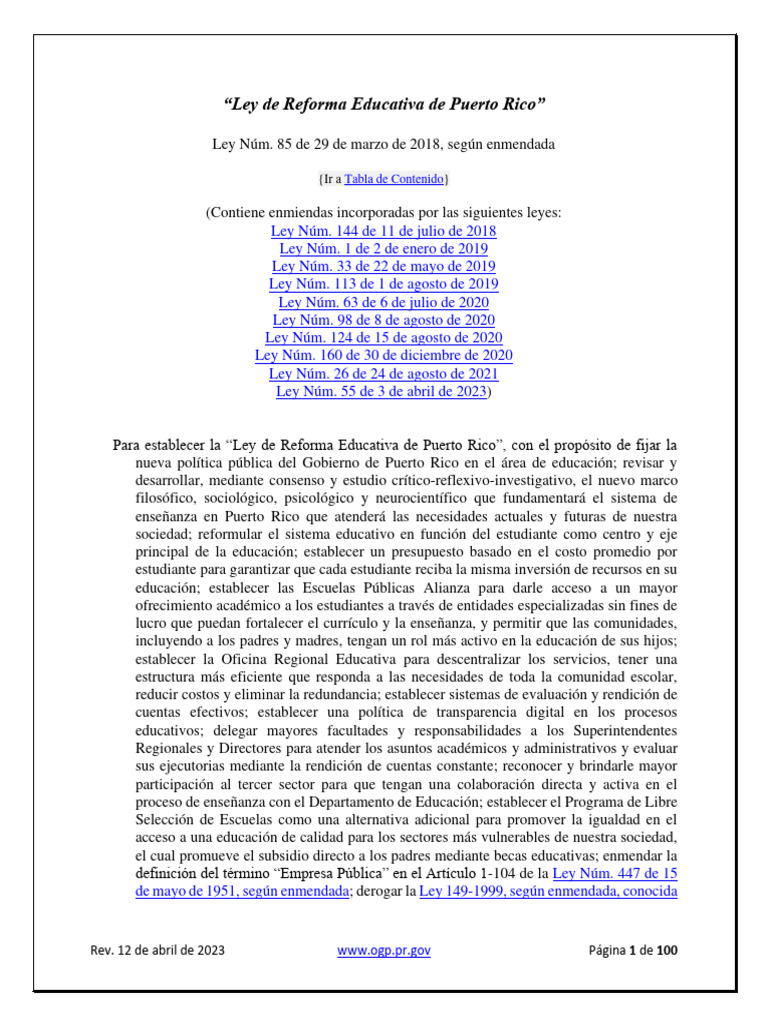 Ley Reforma Educativa | PDF | Aprendizaje | Conocimiento