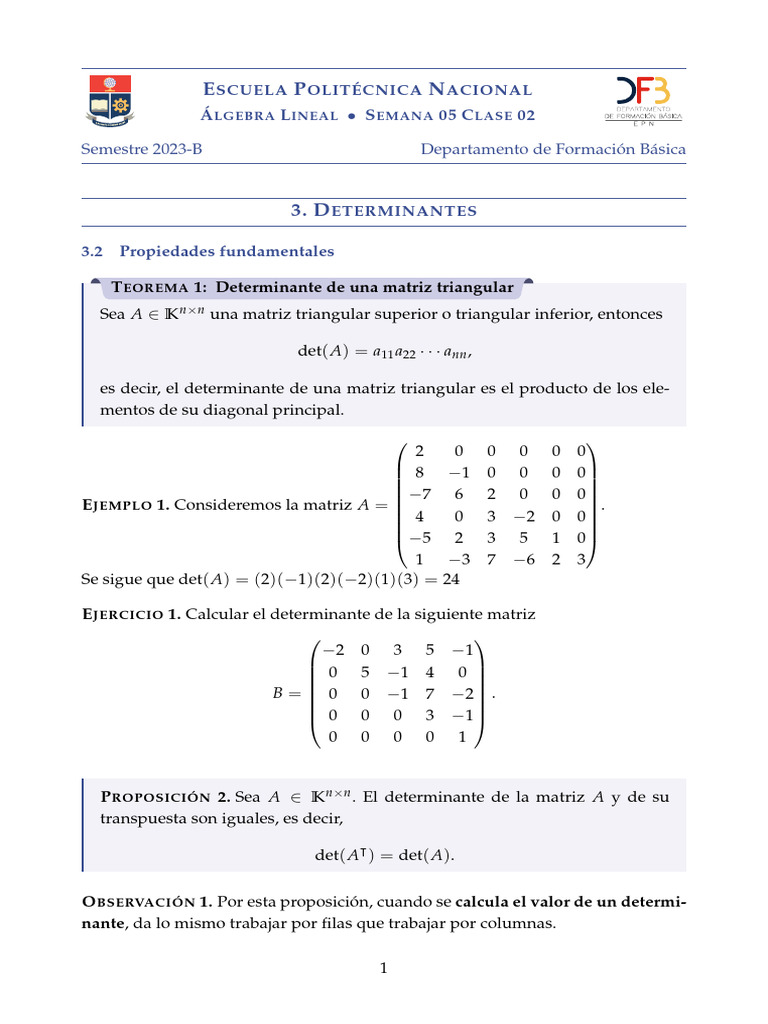 Repositorio 2023 A | PDF | Determinante | Matriz (Matemáticas)