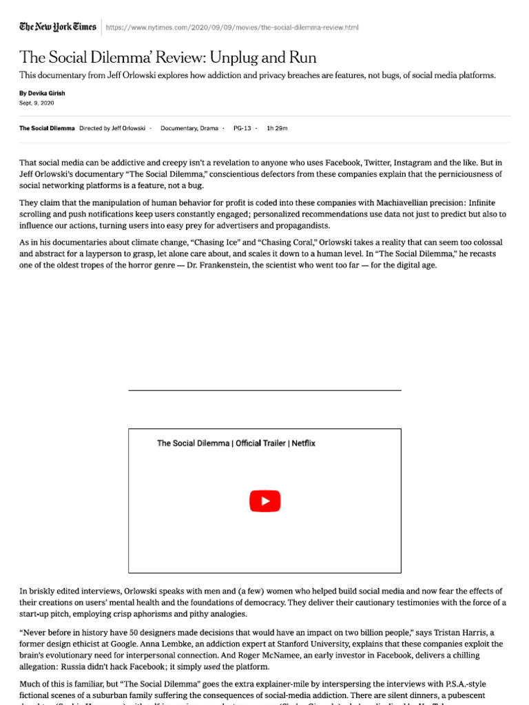The Social Dilemma | PDF